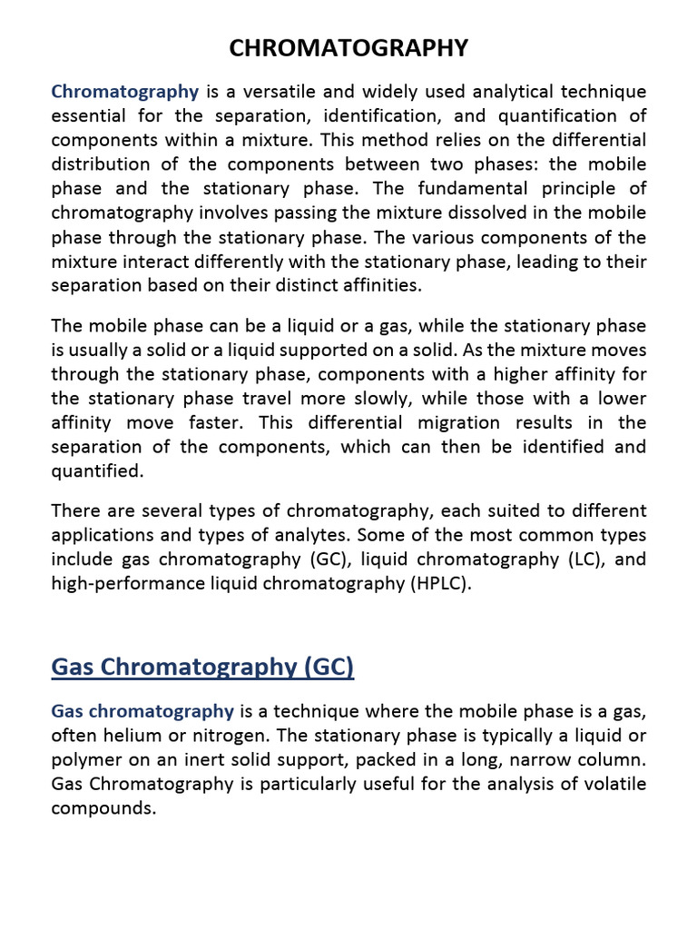 Chromatography 1 | PDF | Chromatography | High Performance Liquid ...