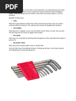 Hex Key Chart | PDF | Screw | Mechanical Engineering