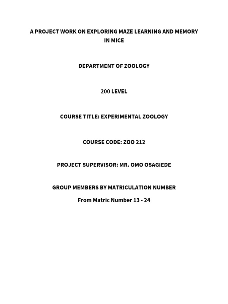 Experimental Zoology Project 2 | PDF | Neuroscience | Cognition
