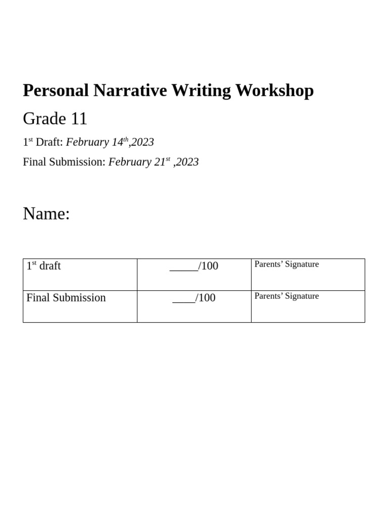 Personal Narrative Writing Guide | PDF | Albert Camus
