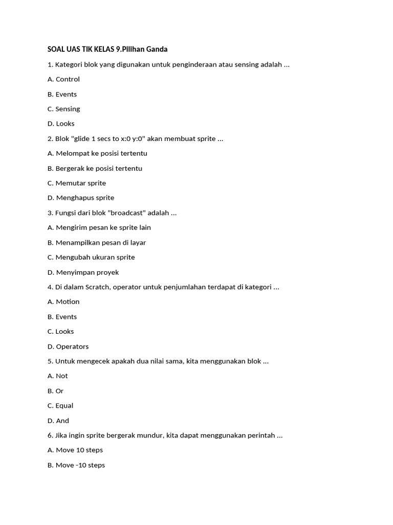 Latihan Soal Tik Kelas 9 Baru | PDF