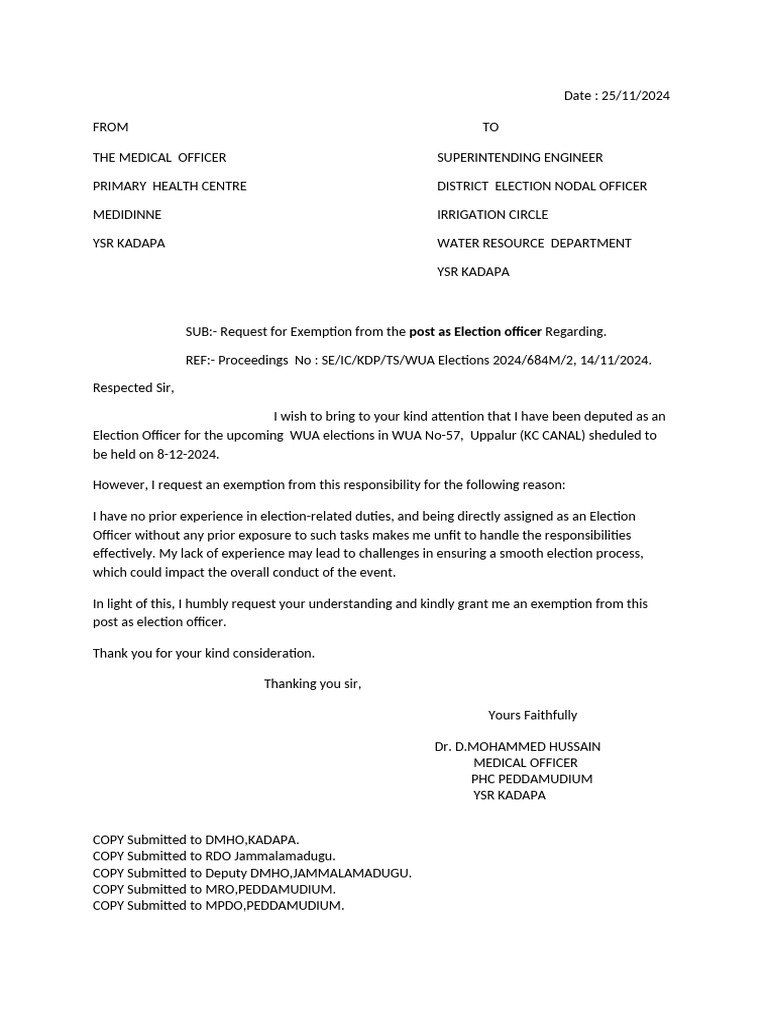 Election Letter DR D Hussain | PDF