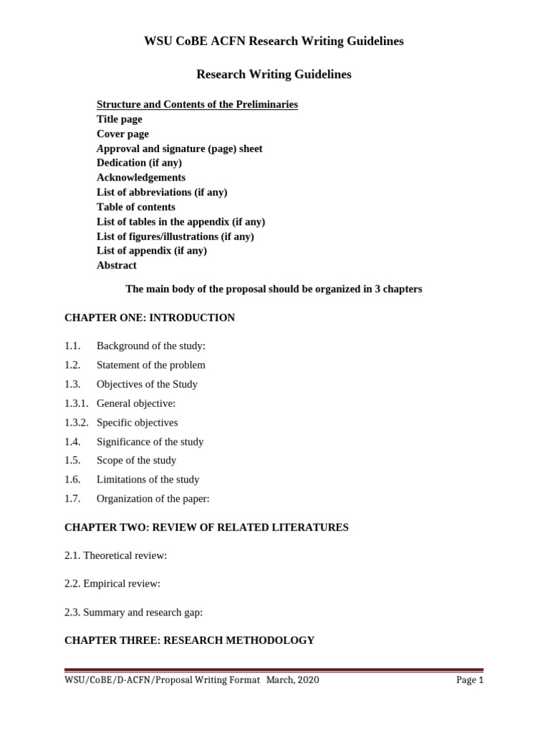 WSU ACFN Research Writing Guidelines | PDF | Methodology | Quantitative ...