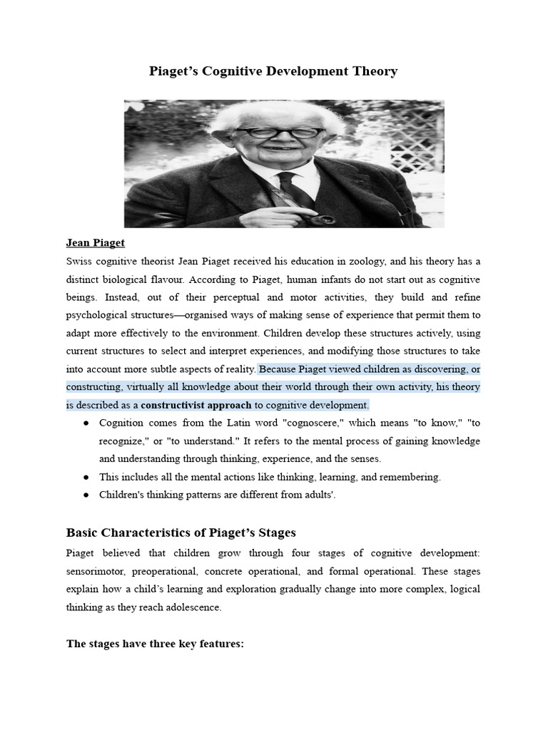 Piaget's Cognitive Development Theory | PDF | Cognitive Development ...
