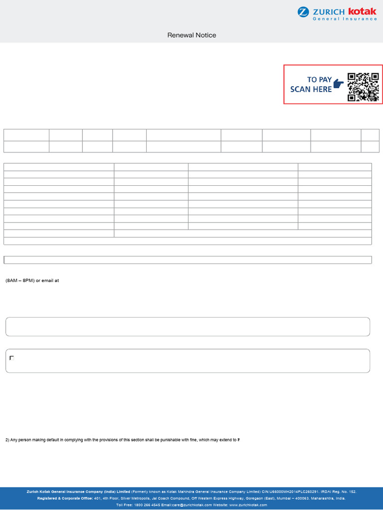 In Case of A Claim Post This Renewal Notice Generation The NCB Discount ...
