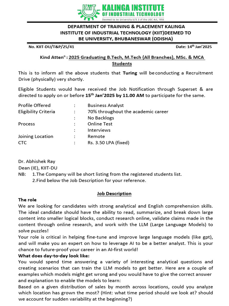 Registration For Turing Recruitment Drive - 2025 Graduating Batch | PDF | Cognitive Science ...