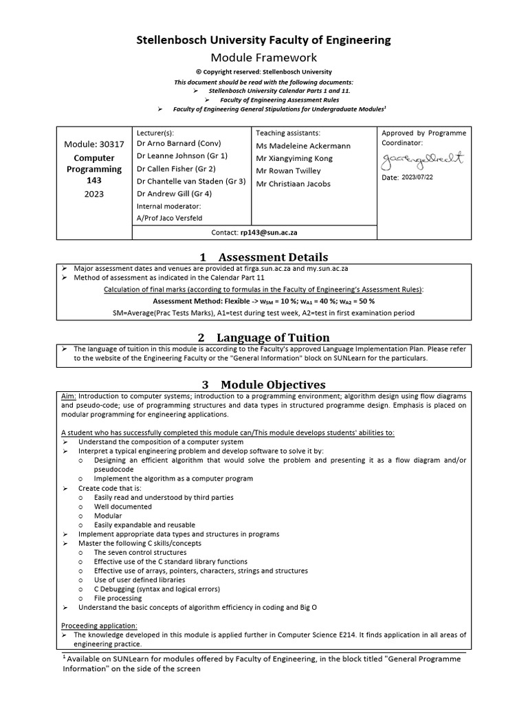 Computer Programmig 143 - 2023 - Framework - Eng - Signed | PDF ...