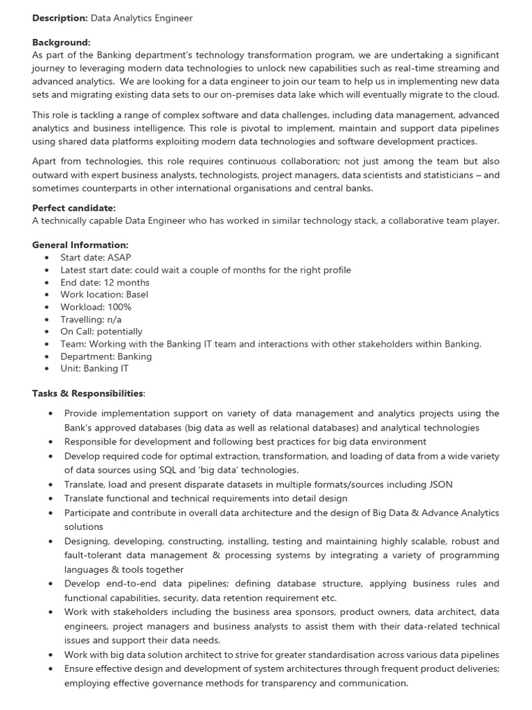 Data Analytics Engineer | PDF | Big Data | Analytics