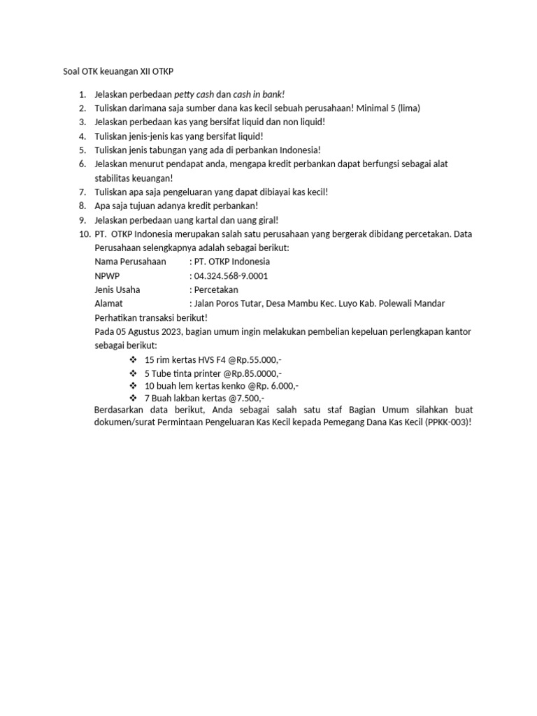 Otk Keuangan Xii | PDF