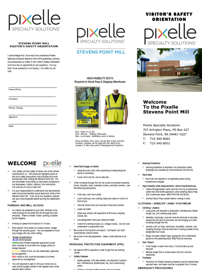 Stevens Point Mill Visitor Safety Guide | PDF | Clothing