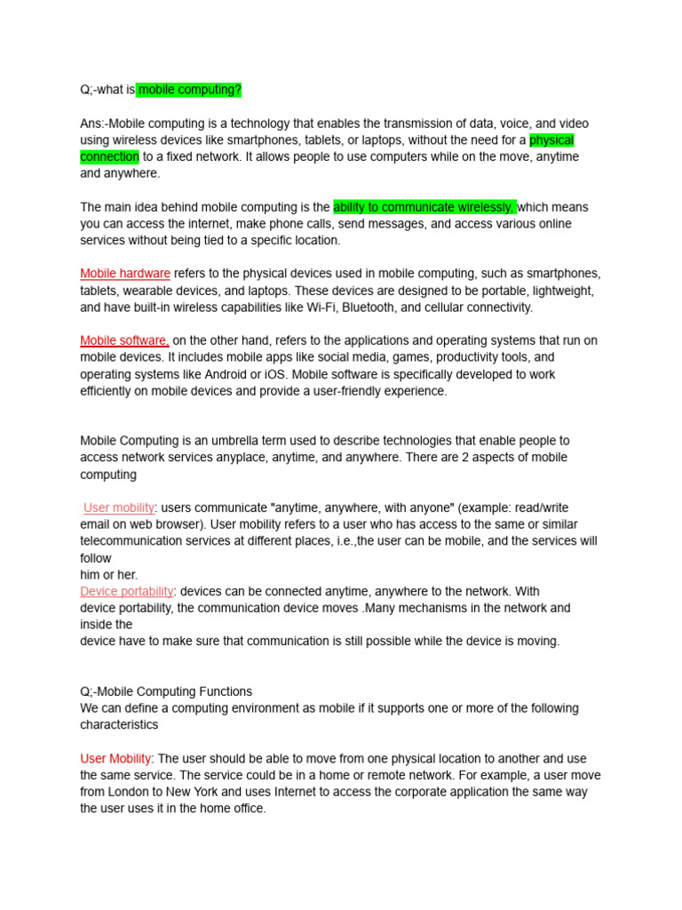 Mobile Computing Important MODULE 1 | PDF | Mobile App | Computer Network