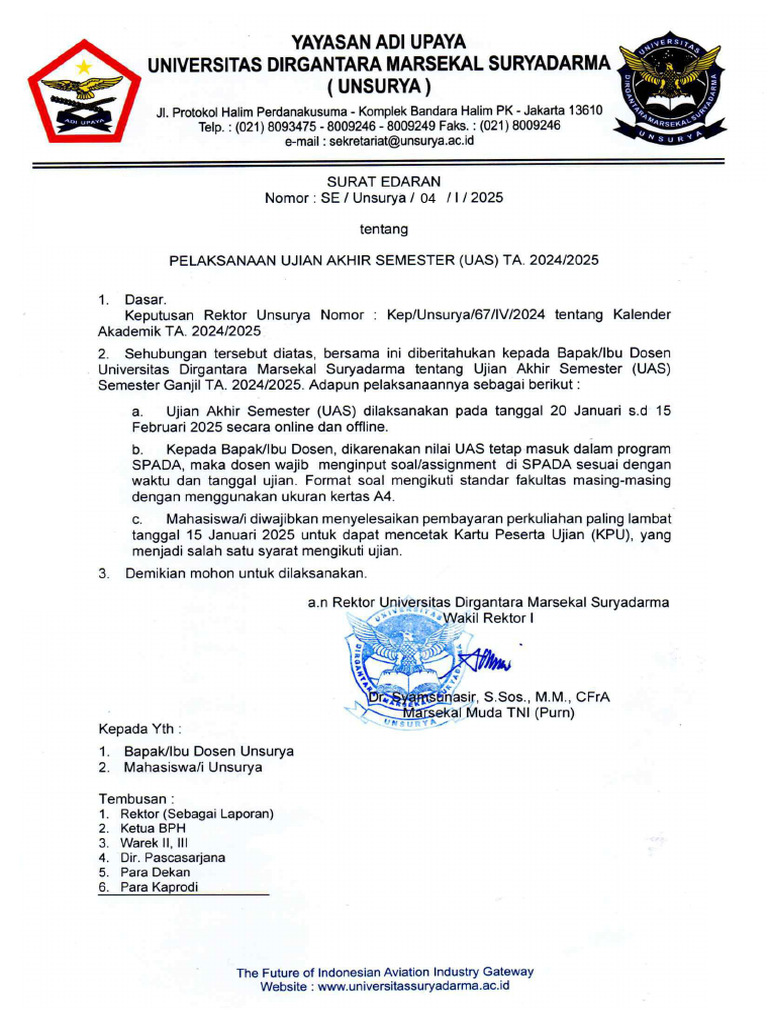 Se 04 - Pelaksanaan Uas Ta. 2024-2025 | PDF