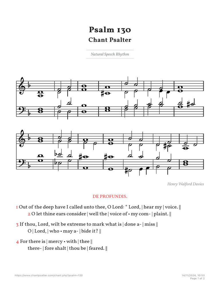 Psalm 130 - Anglican Chant | PDF