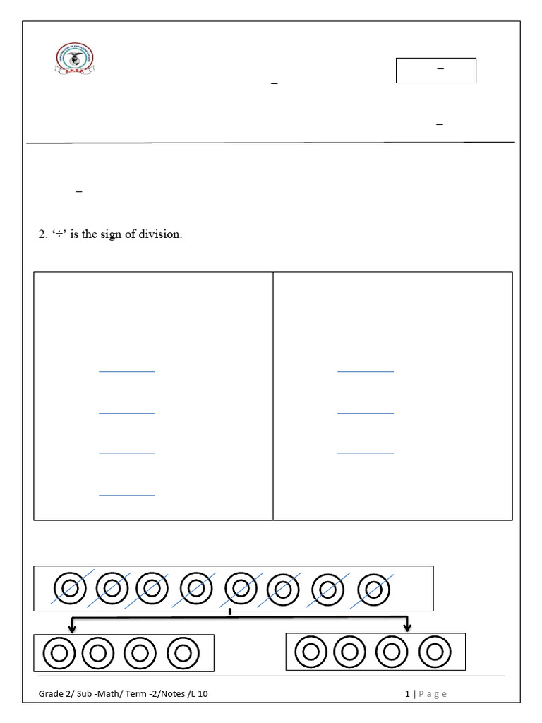 Grade 2 Division Concepts and Practice | PDF | Division (Mathematics ...