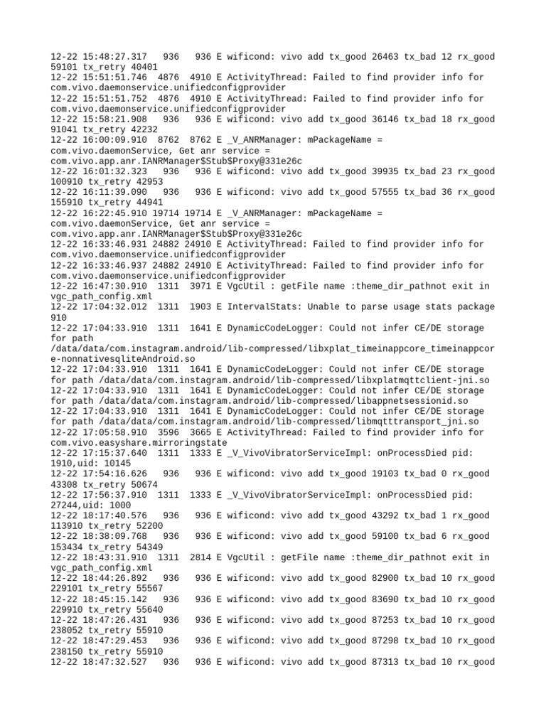 Vivo Device Error Log Analysis | PDF | Computer Programming | Software Development