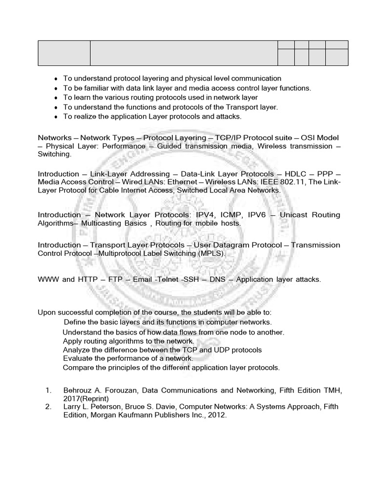 Computer Networks Course Overview | PDF | Osi Model | Internet Protocol ...