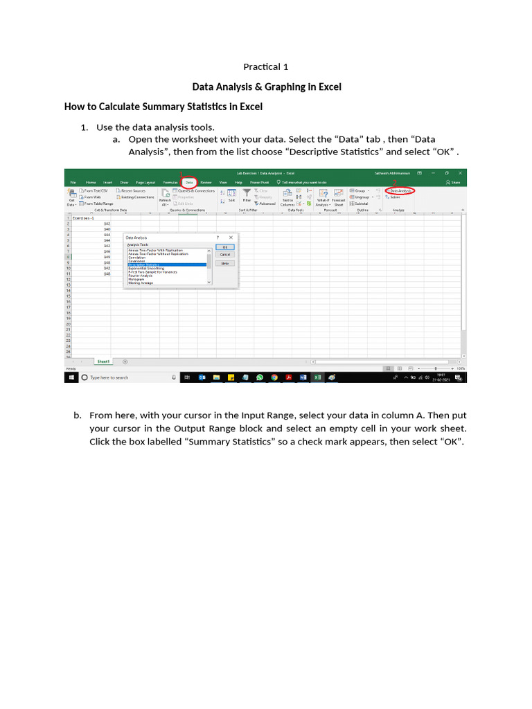 Practical 1 Data Analysis Descriptive Statistics | PDF | Standard Deviation | Standard Error