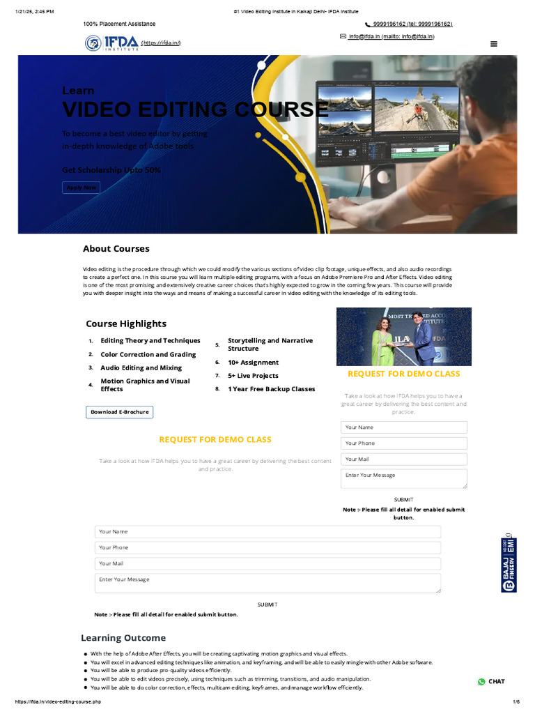#1 Video Editing Institute in Kalkaji Delhi - IfDA Institute | PDF ...