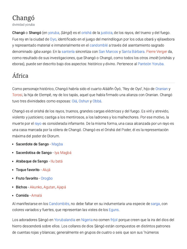 Changó - Wikipedia, La Enciclopedia Libre | PDF | Religión étnica | Santeria