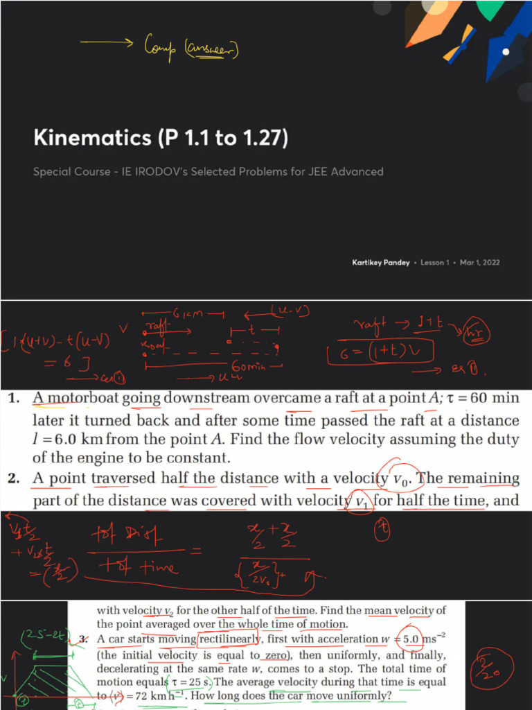 Kinematics P 11 to 127 With Anno | PDF