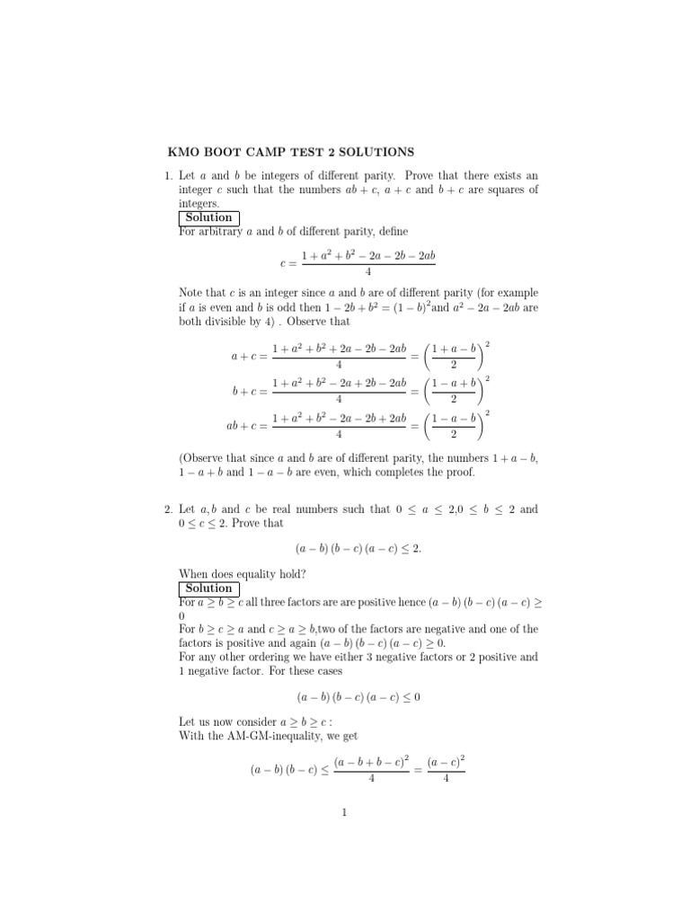 KMO Boot Camp Test 2 Solutions V1 | PDF | Abstract Algebra | Mathematics
