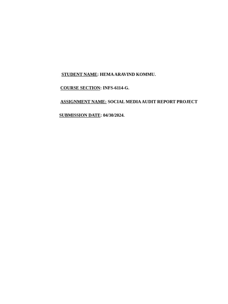 Social Media Audit Report Project | PDF | Social Media | Popular ...