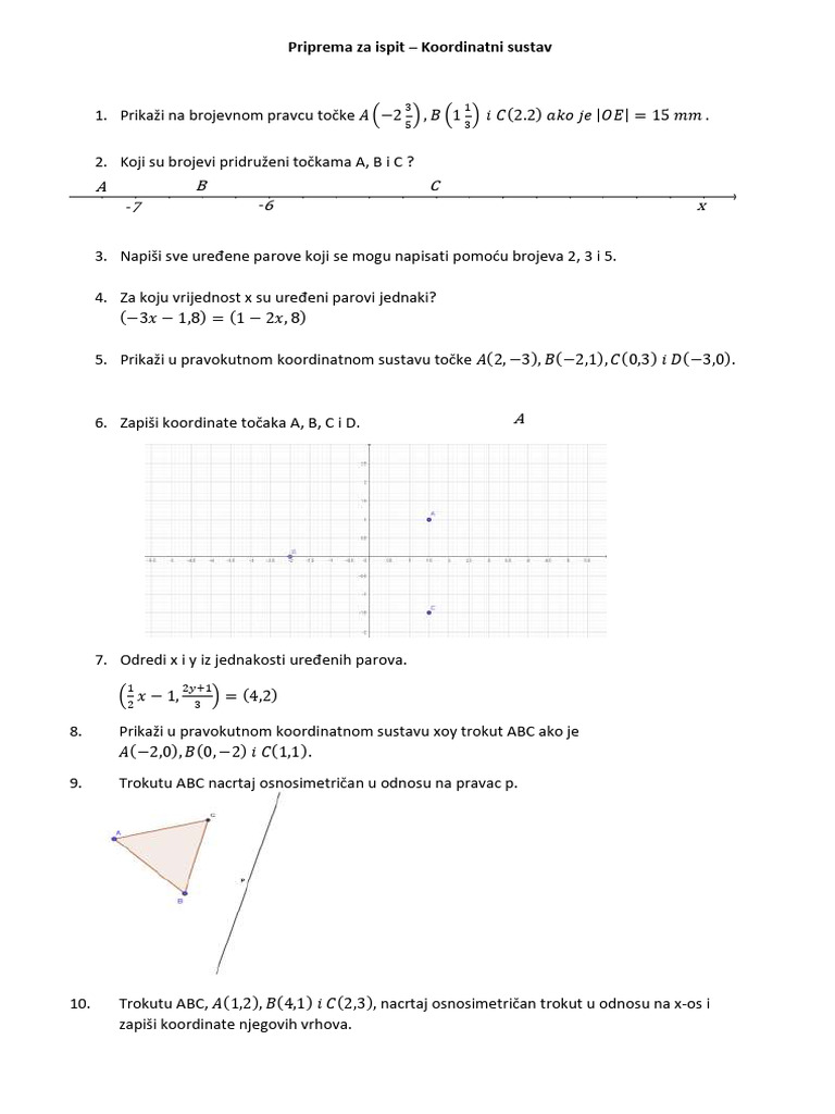Priprema Za Ispit Koordinatni Sustav | PDF