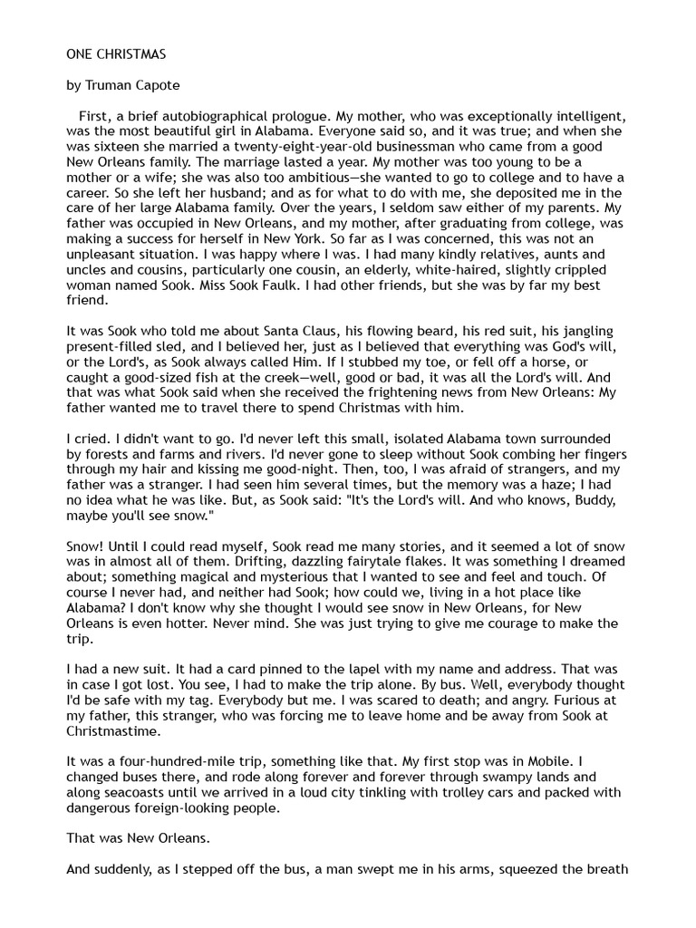 One Christmas: A Capote Memory | PDF