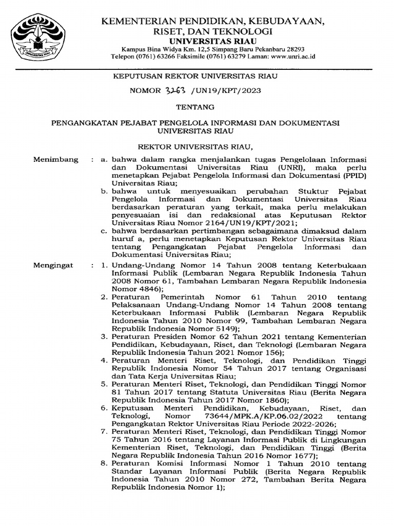 SK Ppid Unri 2023 | PDF