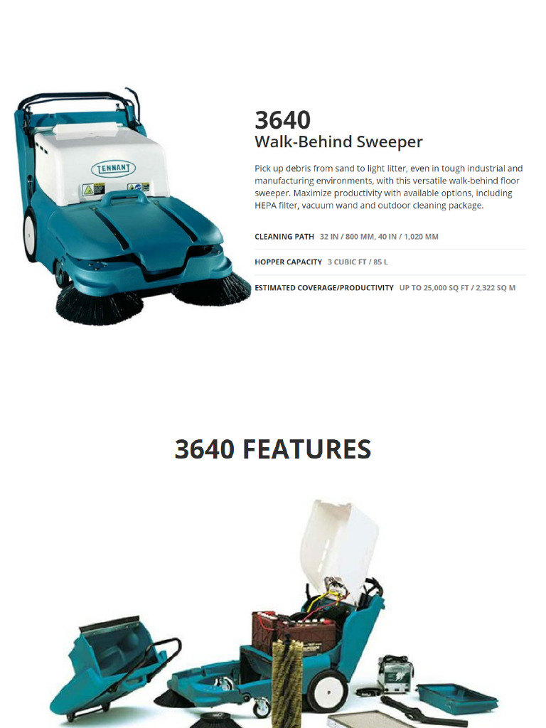 Tennant 3640 Walk-Behind Sweeper | PDF