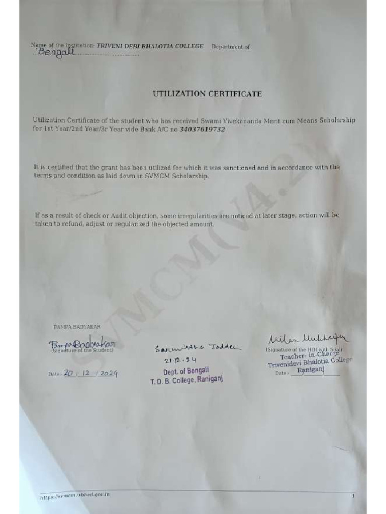 Utilization Certificate - 2 | PDF