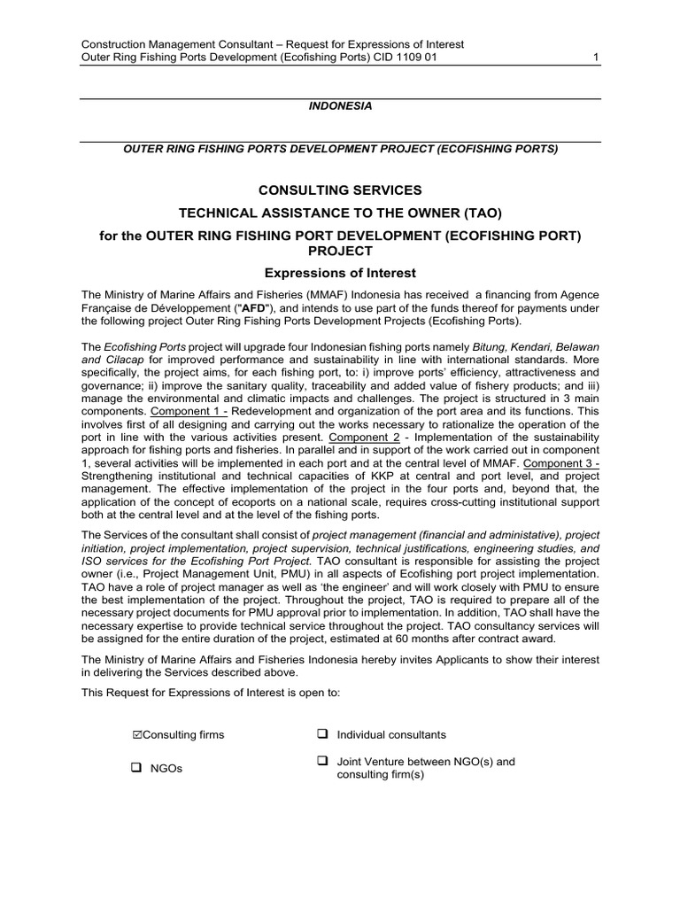 REOI - EFP - TAO - Publish - 22 Aug 2023 | PDF | Project Management ...