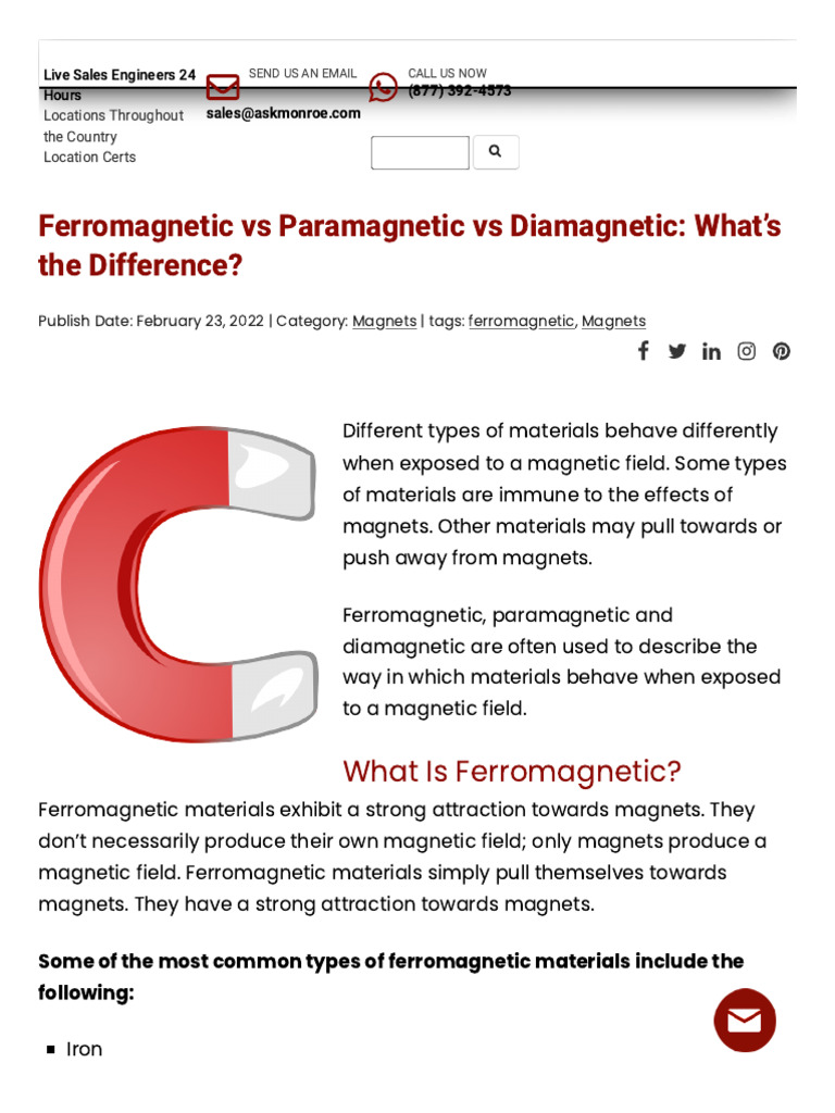 Ferromagnetic Vs Paramagnetic Vs Diamagnetic - What's The Difference ...