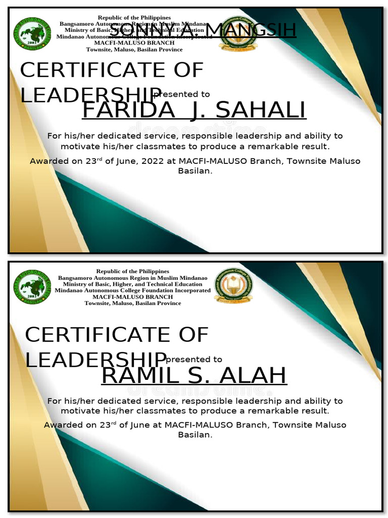 Certificate of Leadership Awards 2022 | PDF