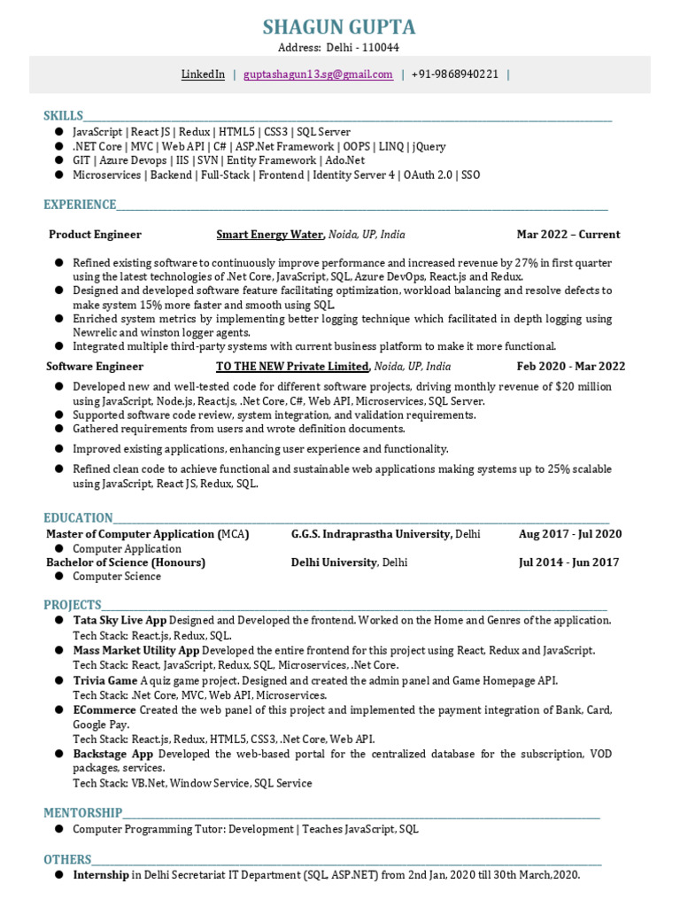 ShagunCV2 | PDF | Java Script | Software Engineering ShagunCV2 | PDF | Java Script | Software Engineering