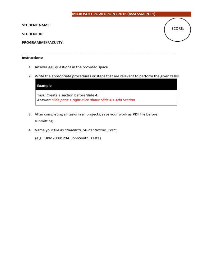 Ms Powerpoint Assessment 1 - (Question) | PDF | Page Layout | Software