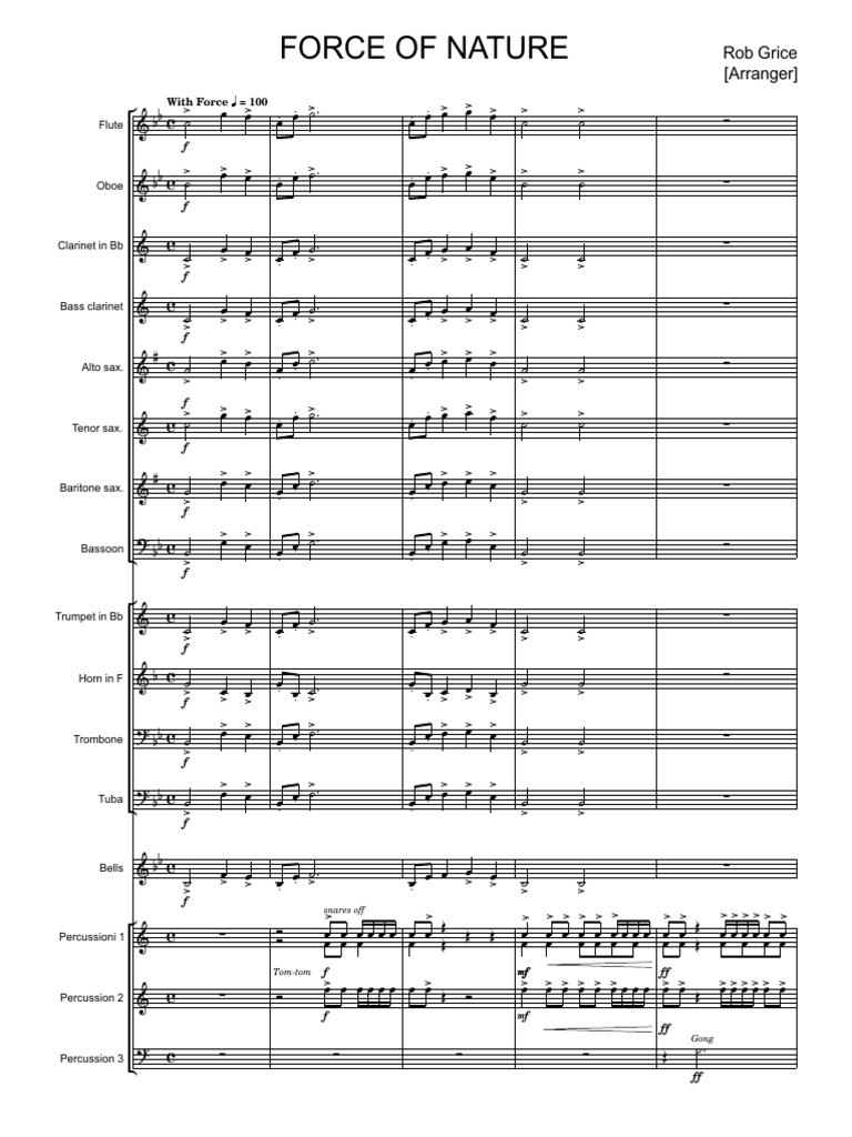 Force of Nature by Rob Grice | PDF | Saxophone | Woodwind Instruments