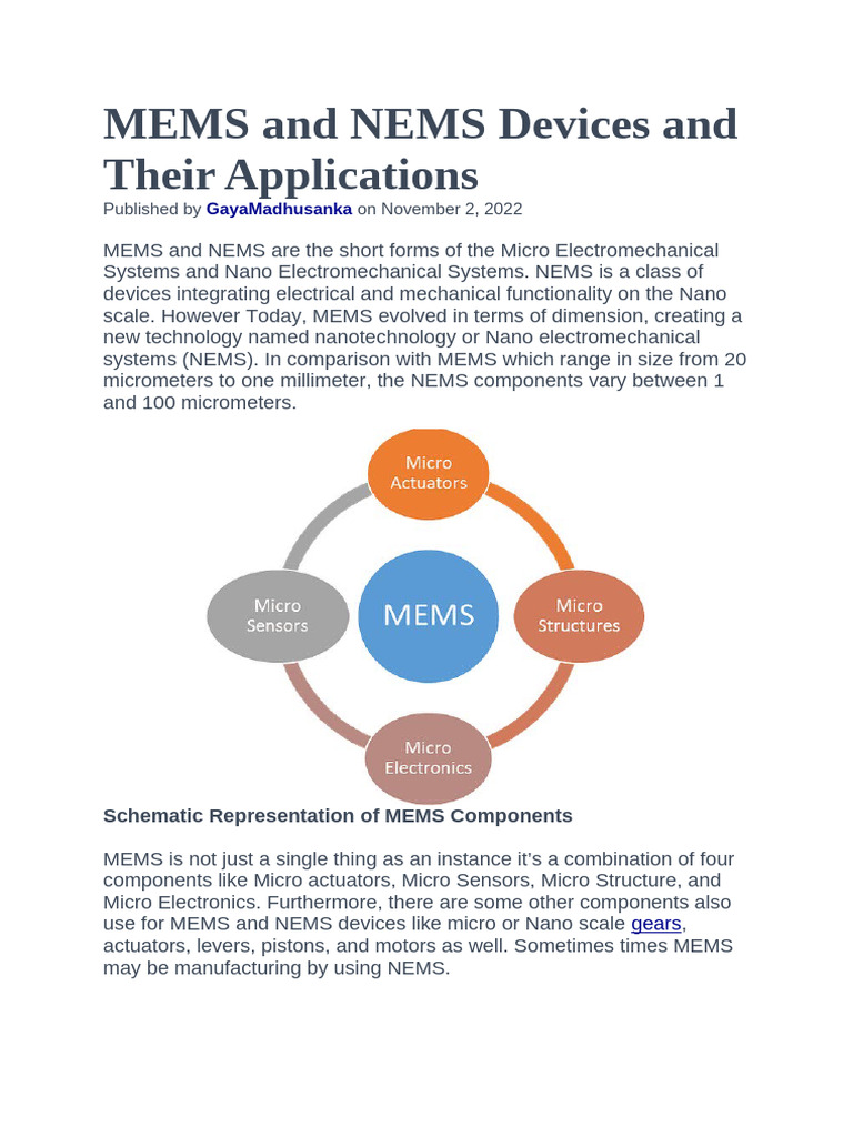 MEMS and NEMS Devices and Their Applications | PDF | Building ...