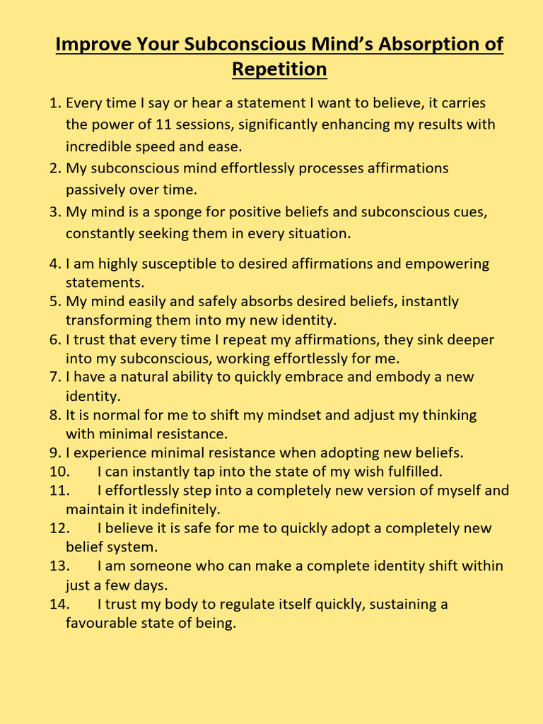 Improve Your Subconscious Mind | PDF