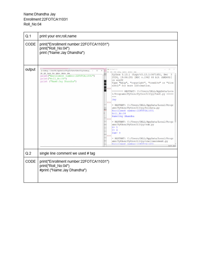 Python Basics: Variables & Operations | PDF