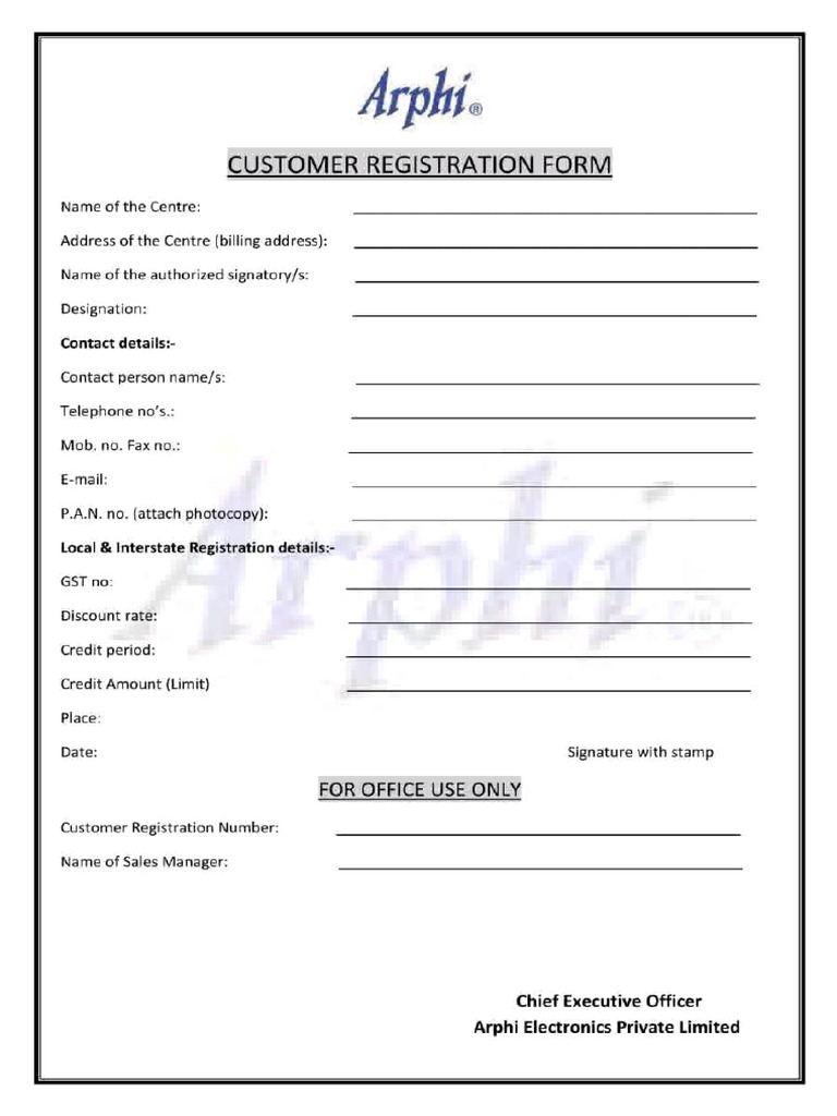 Arphi customer registration form | PDF