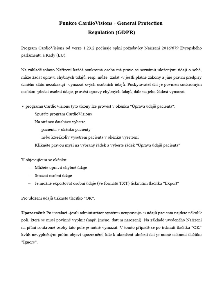 CardioVisions GDPR CZE | PDF