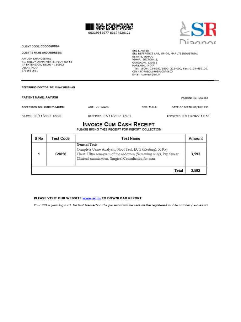 Patient Invoice for Medical Tests | PDF