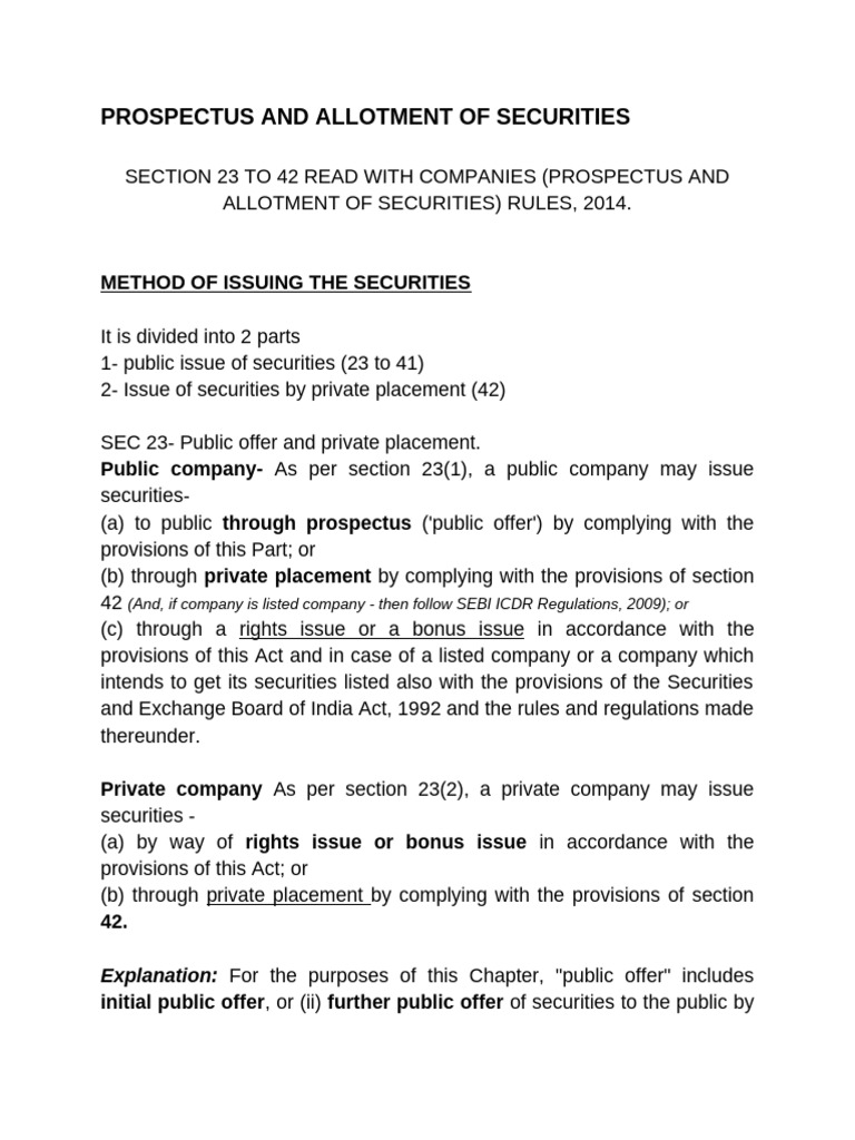 Prospectus and Allotment of Securities | PDF | Dividend | Stocks