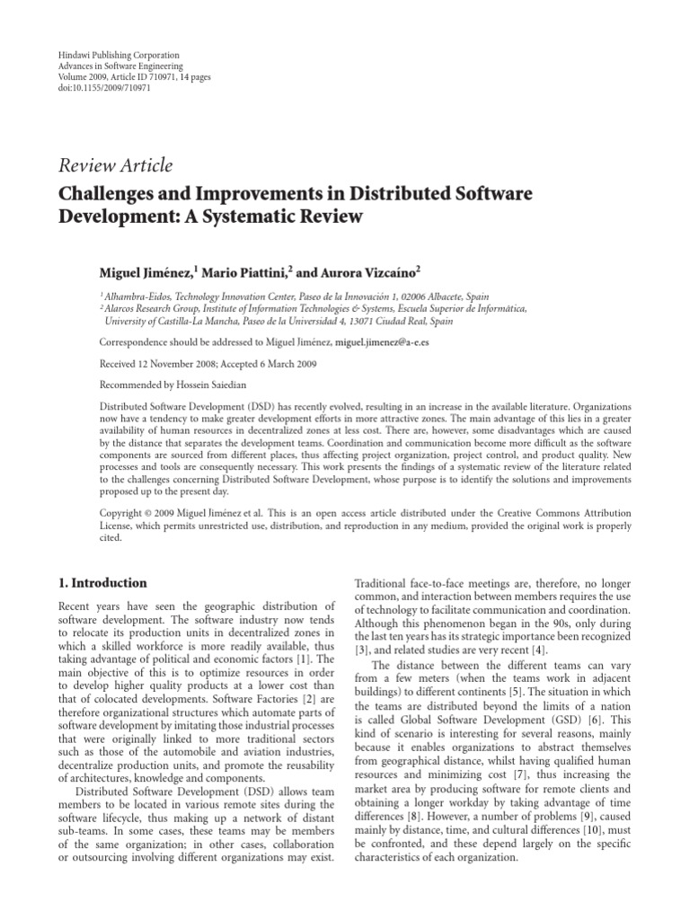 Challenges and Improvements in Distributed Softwar | PDF | Outsourcing ...