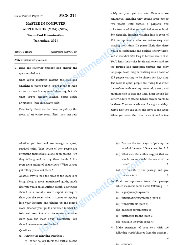 Dec - 2021 MCS-214 | PDF | Cognition