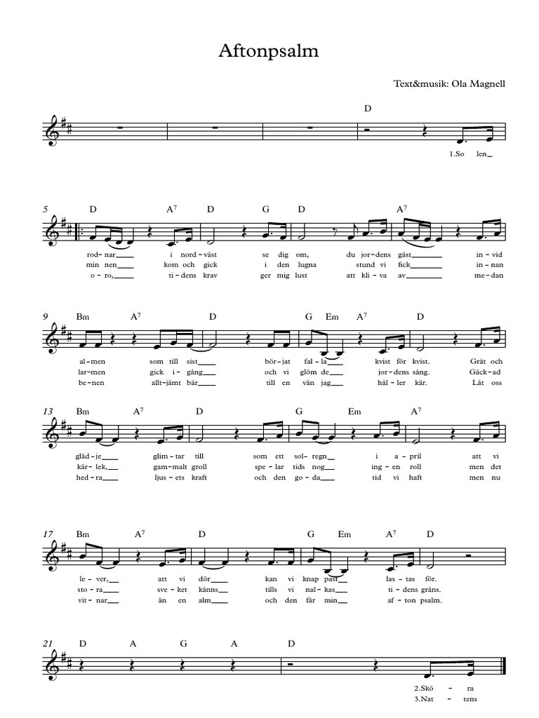 Aftonpsalm Ola Magnell | PDF