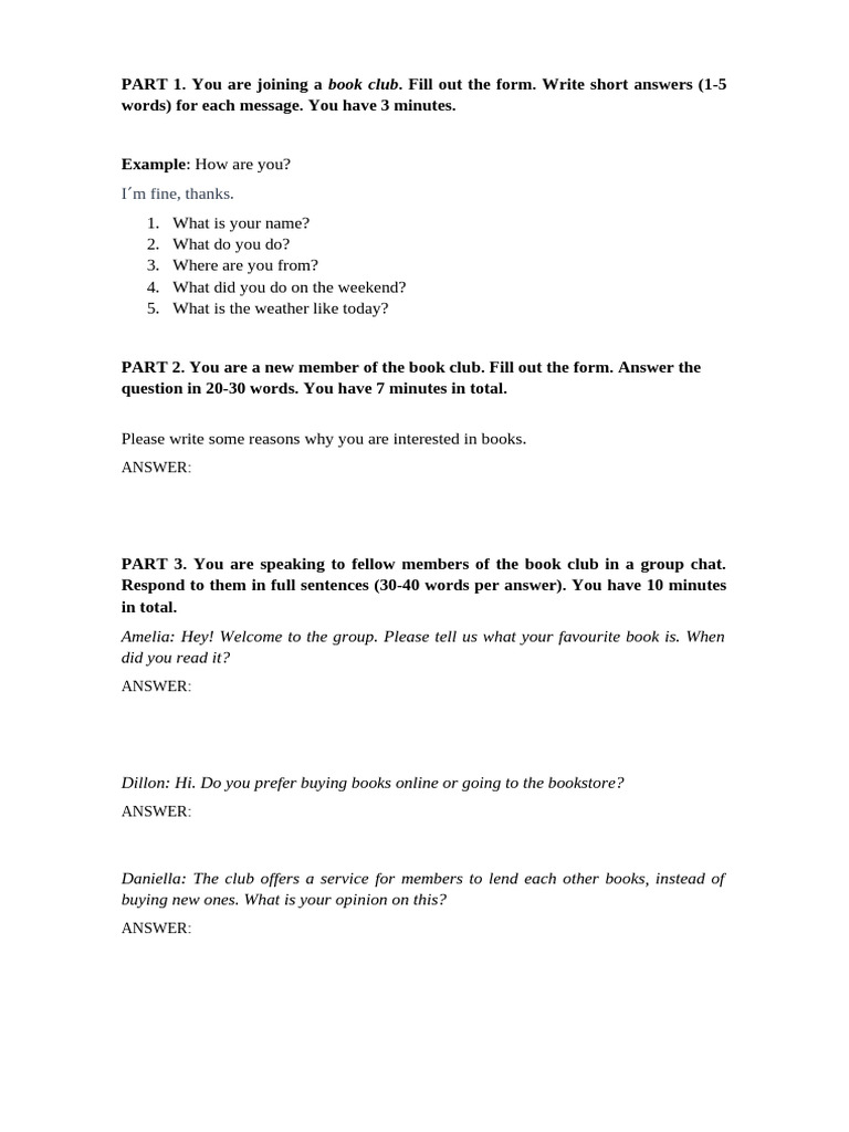 Writing Practice 12 - Book Club | PDF