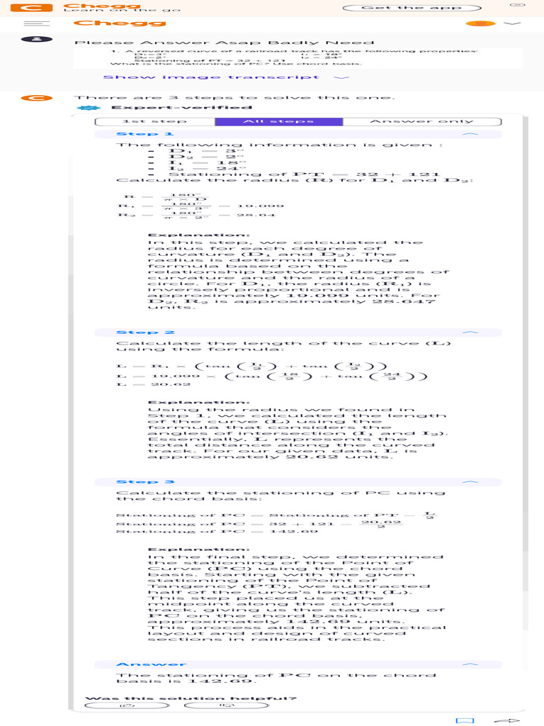 HTTPSWWW Chegg Comhomework Helpquestions and Answers1 Reversed Curve | PDF | Curvature | Pi
