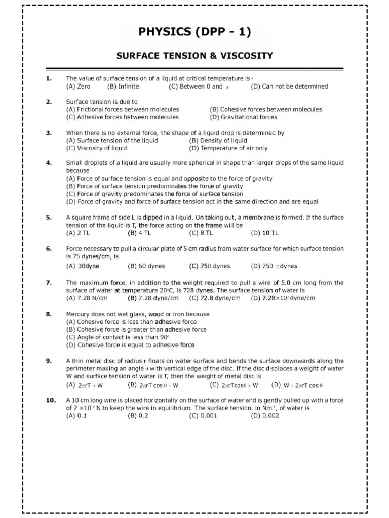 Surface Tension and Viscosity Dpps | PDF